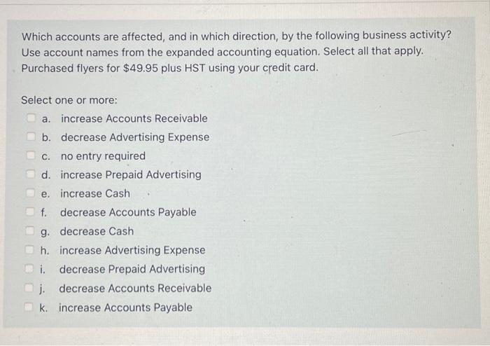 Solved Which accounts are affected, and in which direction, | Chegg.com