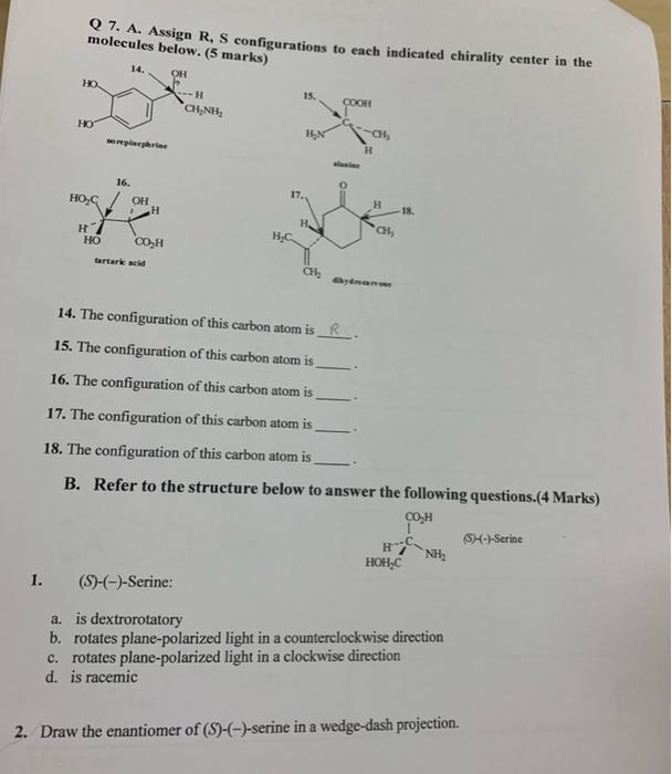 Solved 07. A. Assign R, S configurations to each indicated | Chegg.com