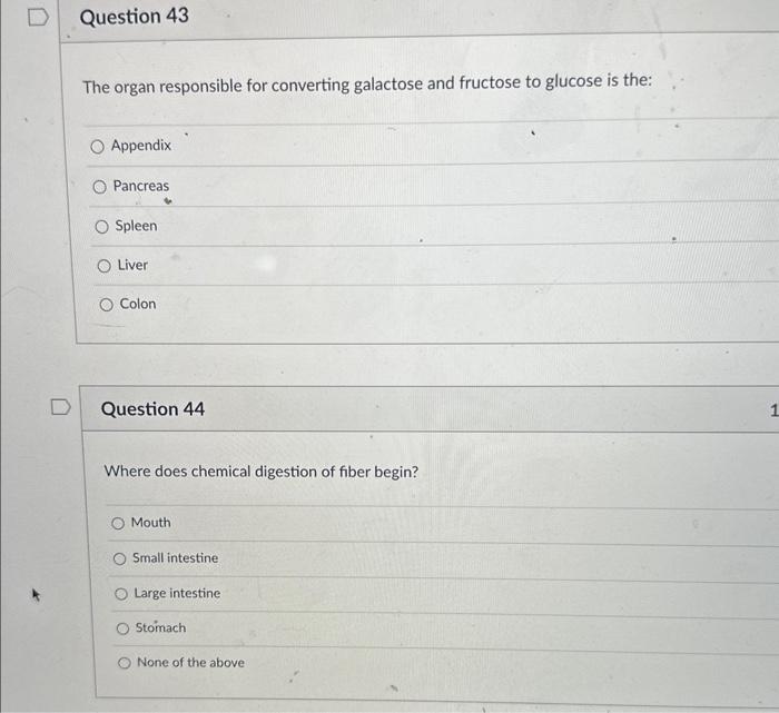 Solved The organ responsible for converting galactose and | Chegg.com