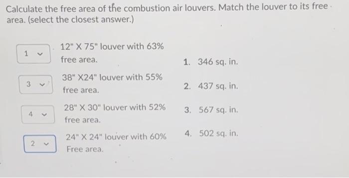 Solved Calculate the free area of the combustion air | Chegg.com