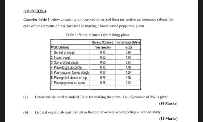 Solved Consider Table 1 below consisting of observed times | Chegg.com