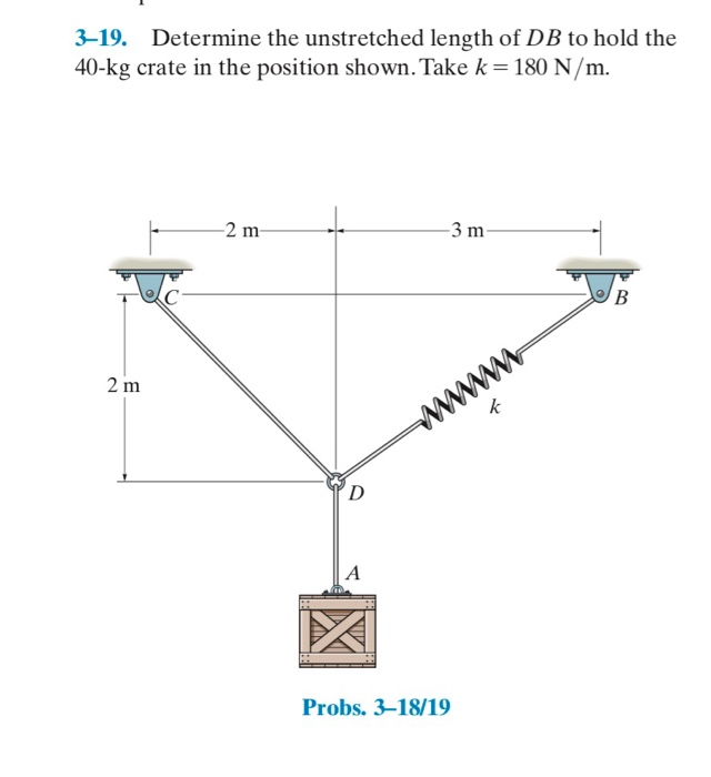 Solved 3-19. Determine the unstretched length of DB to hold | Chegg.com