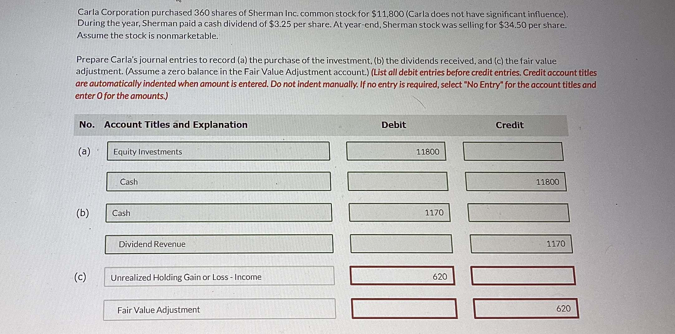 Carla Corporation purchased 360 ﻿shares of Sherman | Chegg.com