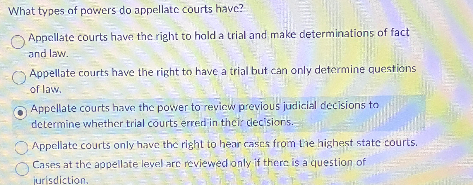 Solved What types of powers do appellate courts | Chegg.com