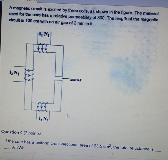 Solved A magnetic circuit is excited by three coils, as | Chegg.com