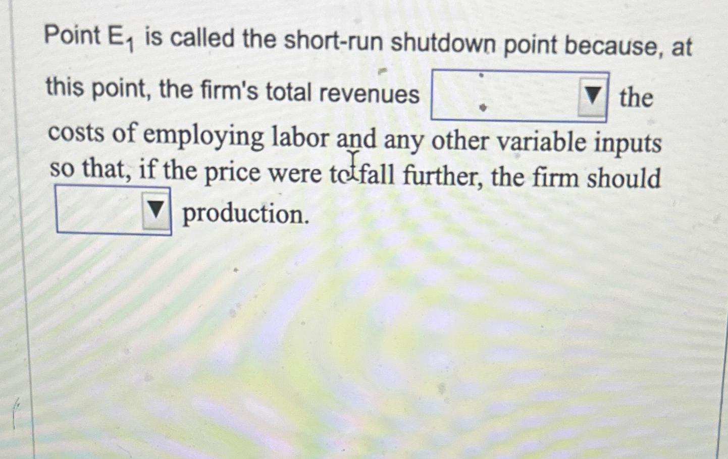 Solved Point E1 ﻿is called the short-run shutdown point | Chegg.com