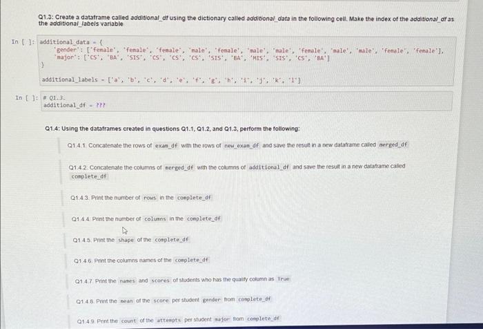 Solved Question 1: Creating and Manipulating Pandas | Chegg.com