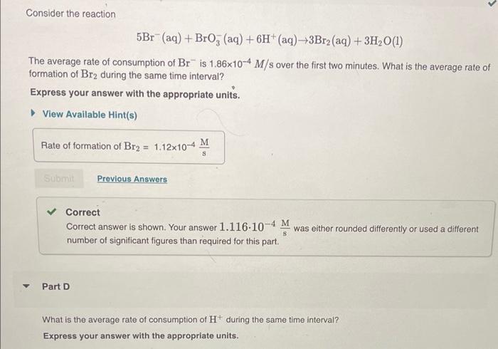 Solved Consider the reaction | Chegg.com