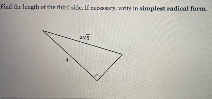 Solved Find the length of the third side. If necessary, | Chegg.com