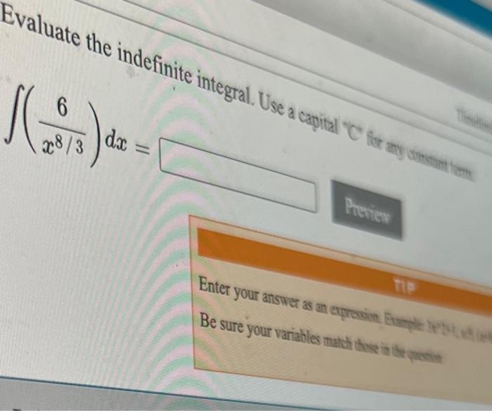 Solved ∫(x8/36)dx= | Chegg.com