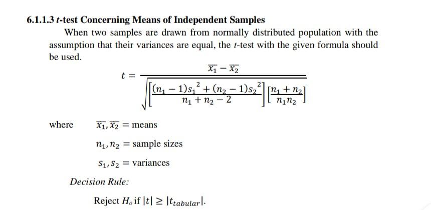 Solved 6.1.1.3 t-test Concerning Means of Independent | Chegg.com
