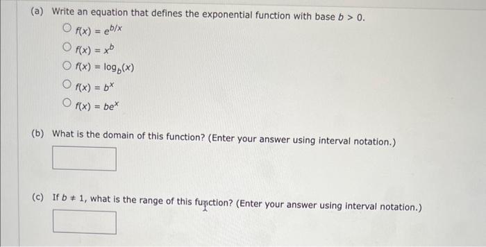 Solved (a) Write an equation that defines the exponential | Chegg.com