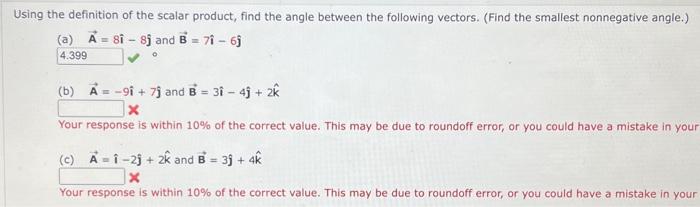 Solved Using the definition of the scalar product, find the | Chegg.com