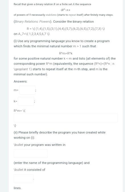 Recall that given a binary relation R on a finite set | Chegg.com