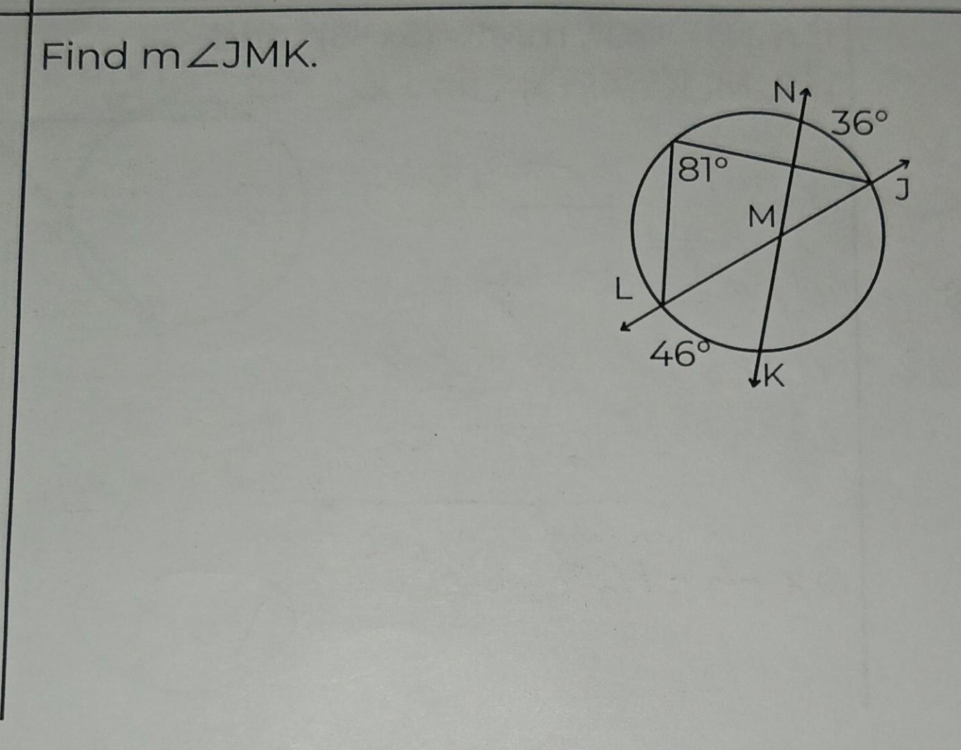 Solved Find m∠JMK. | Chegg.com