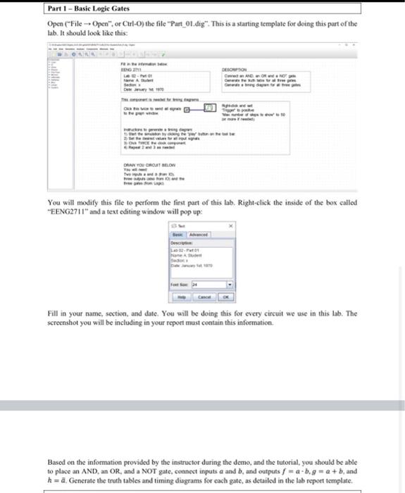 Solved Part 1 - Basic Logic Gates Open ("File-Open" or | Chegg.com