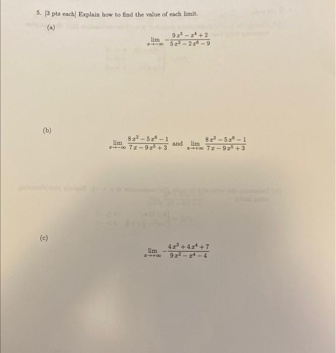 Solved 5. [3 pts each] Explain how to find the value of each | Chegg.com