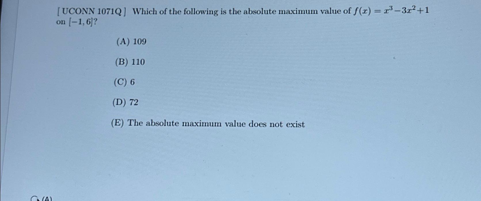 Solved [UCONN 1071Q] ﻿Which of the following is the absolute | Chegg.com