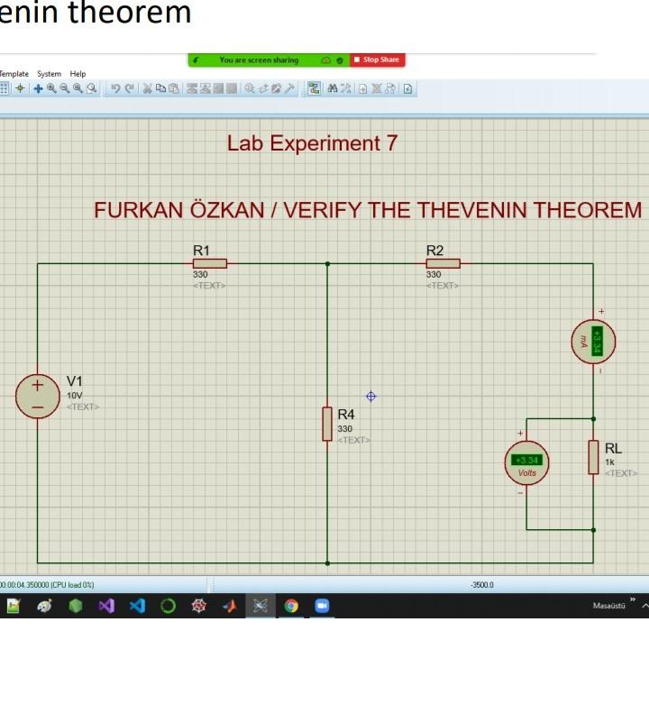 Solved Verify the thevenin theorem Lab Experiment 7 FURKAN | Chegg.com