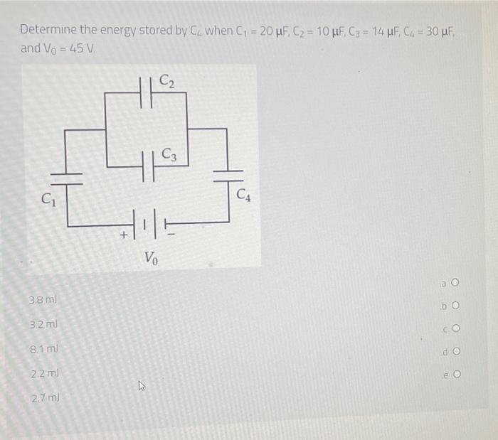 Solved Determine the energy stored by C when C1 = 20 MF, C2 | Chegg.com