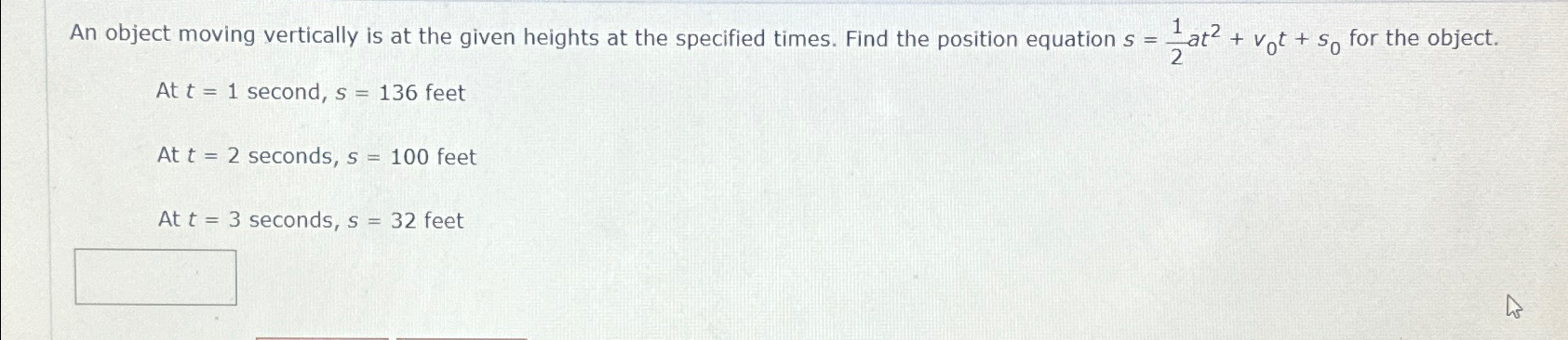 An object moving vertically is at the given heights | Chegg.com