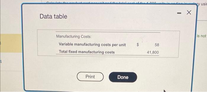 Solved Data table Data table Calculate the product cost | Chegg.com