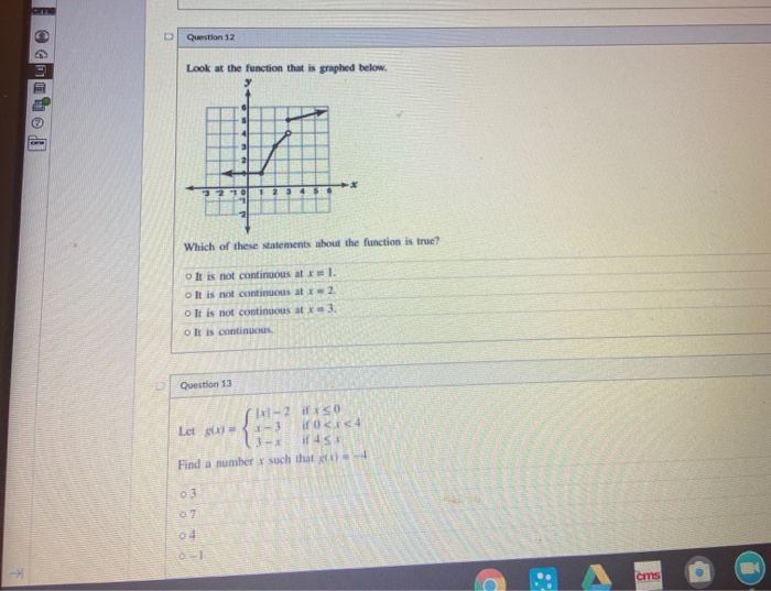 Solved Question 12 Look at the function that is graphed | Chegg.com