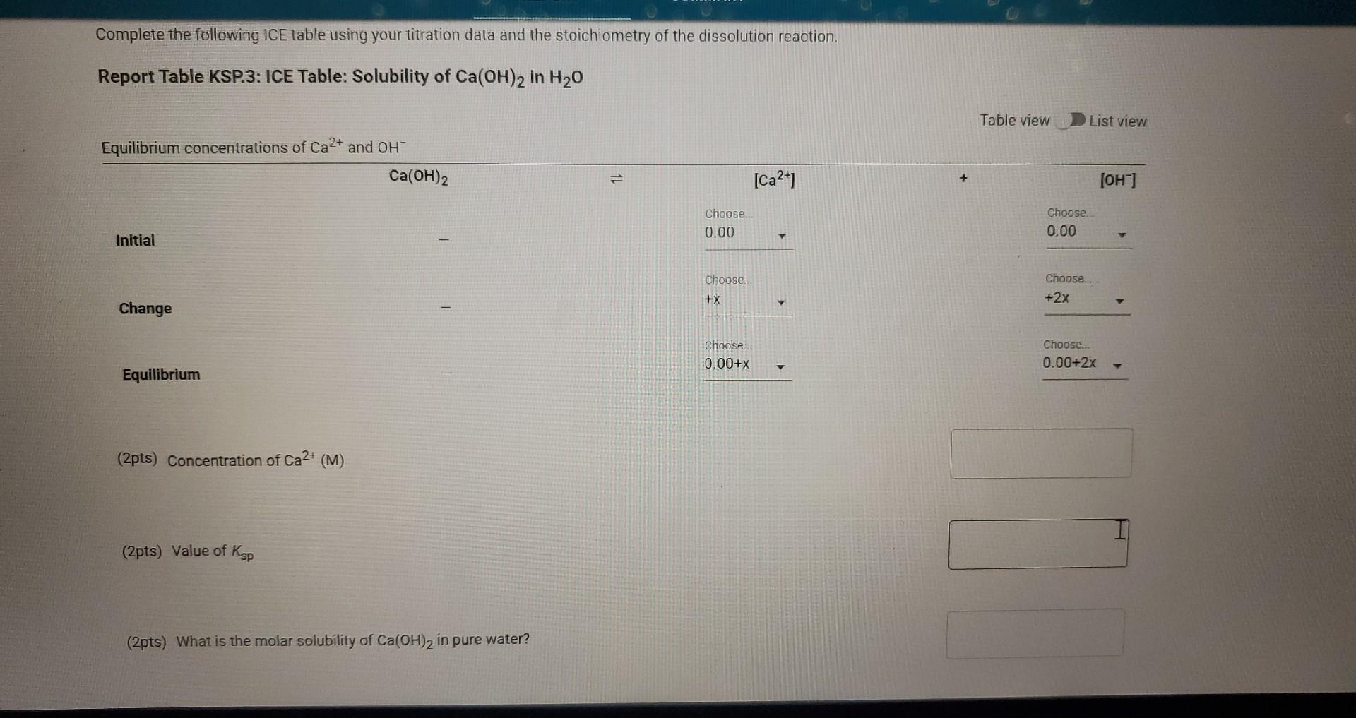 Report Table KSP.2: Titation Calculations (calcium | Chegg.com