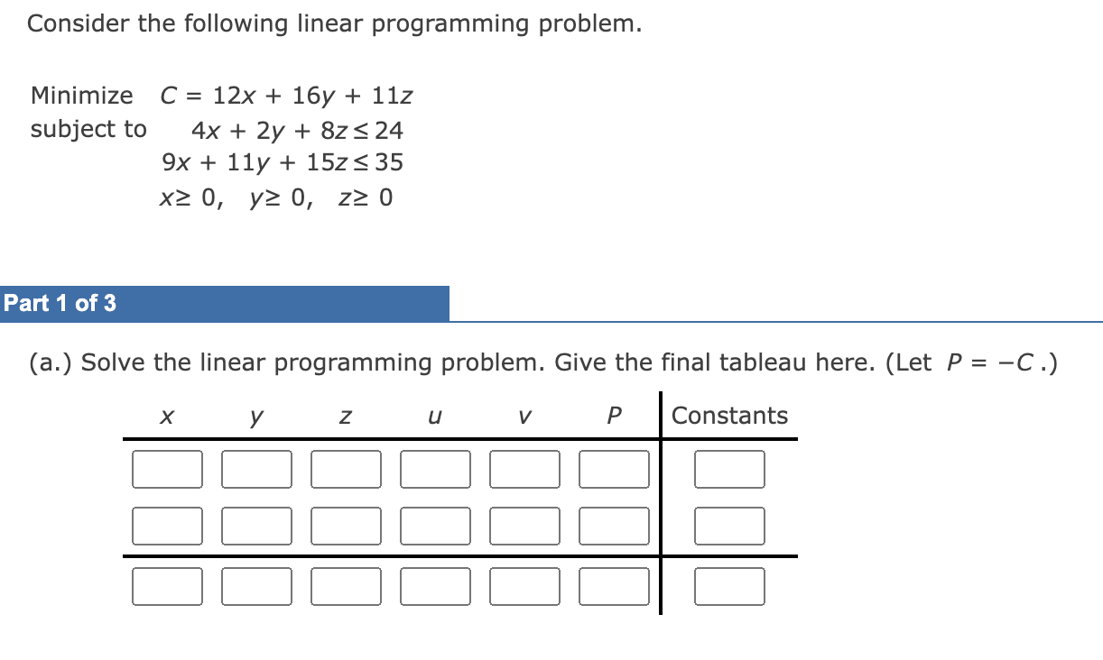 Solved Consider the following linear programming problem. | Chegg.com