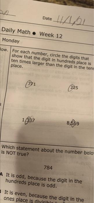 Solved Date 4141,01 Daily Math. Week 12 Monday ow. For each | Chegg.com