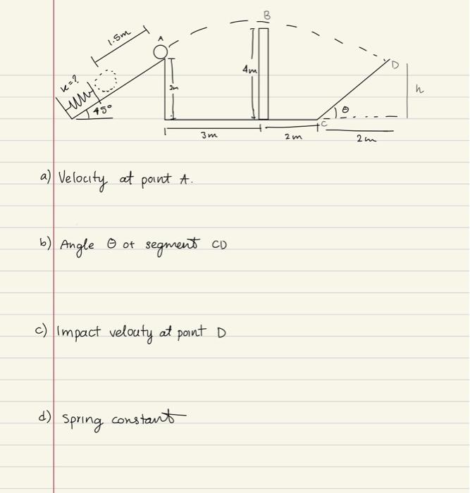 Solved m= 2kg. spring inicially compressed 0.6 m. projectile | Chegg.com