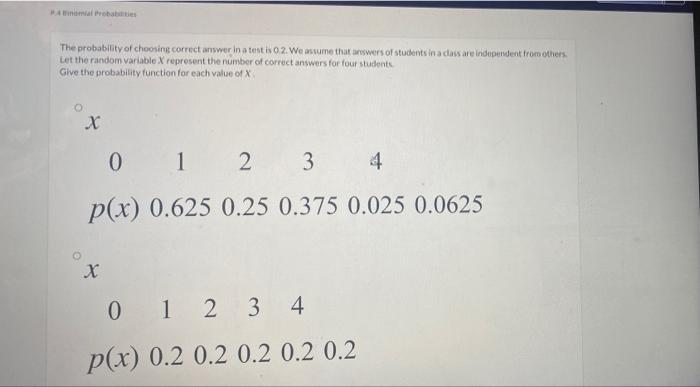 Solved PA Binomial Probabilities The probability of choosing | Chegg.com