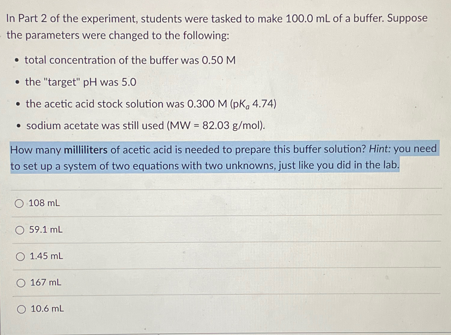 Solved In Part 2 ﻿of the experiment, students were tasked to | Chegg.com