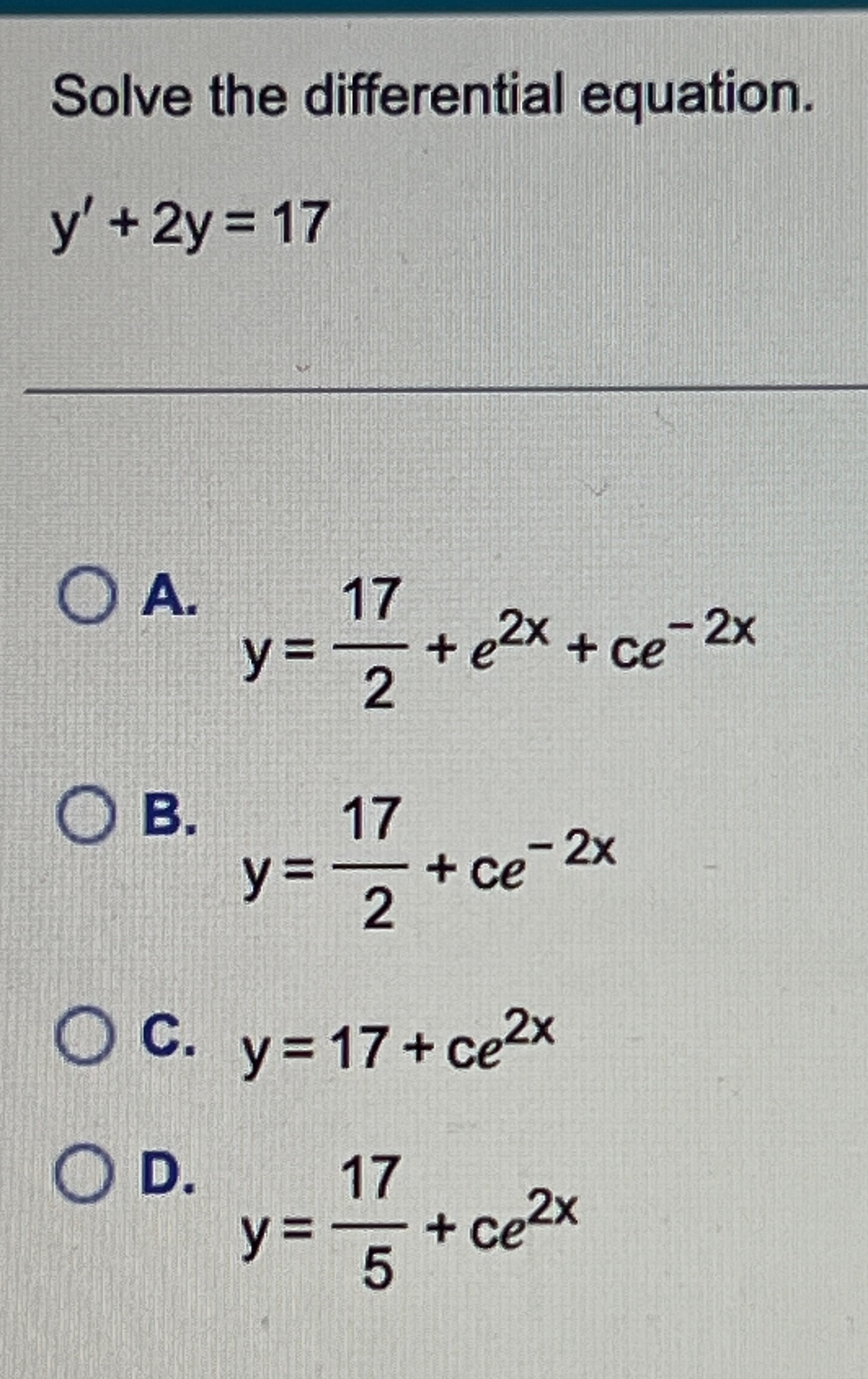 Solved Solve the differential | Chegg.com