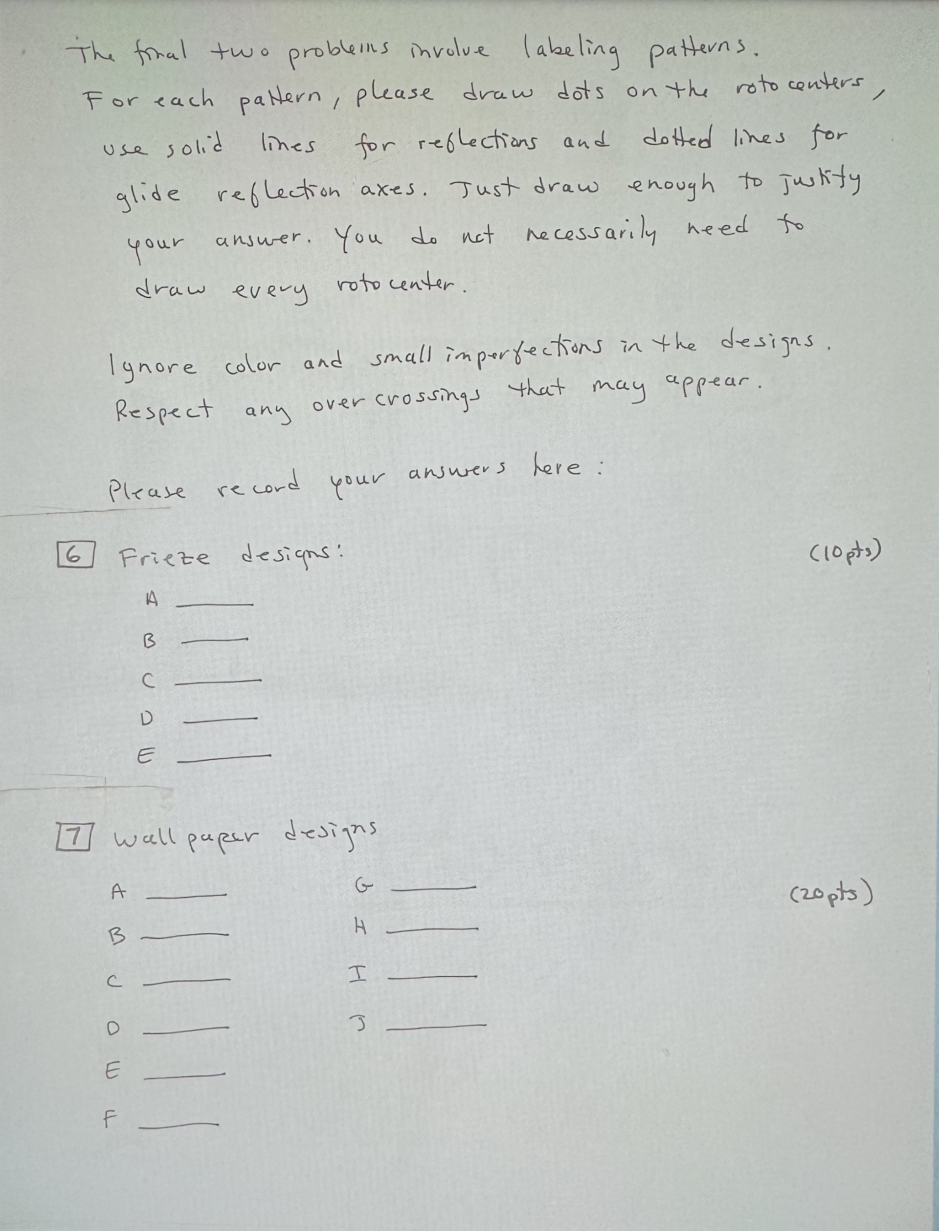 Solved The 2 ﻿problems involve labeling patterns. For each | Chegg.com