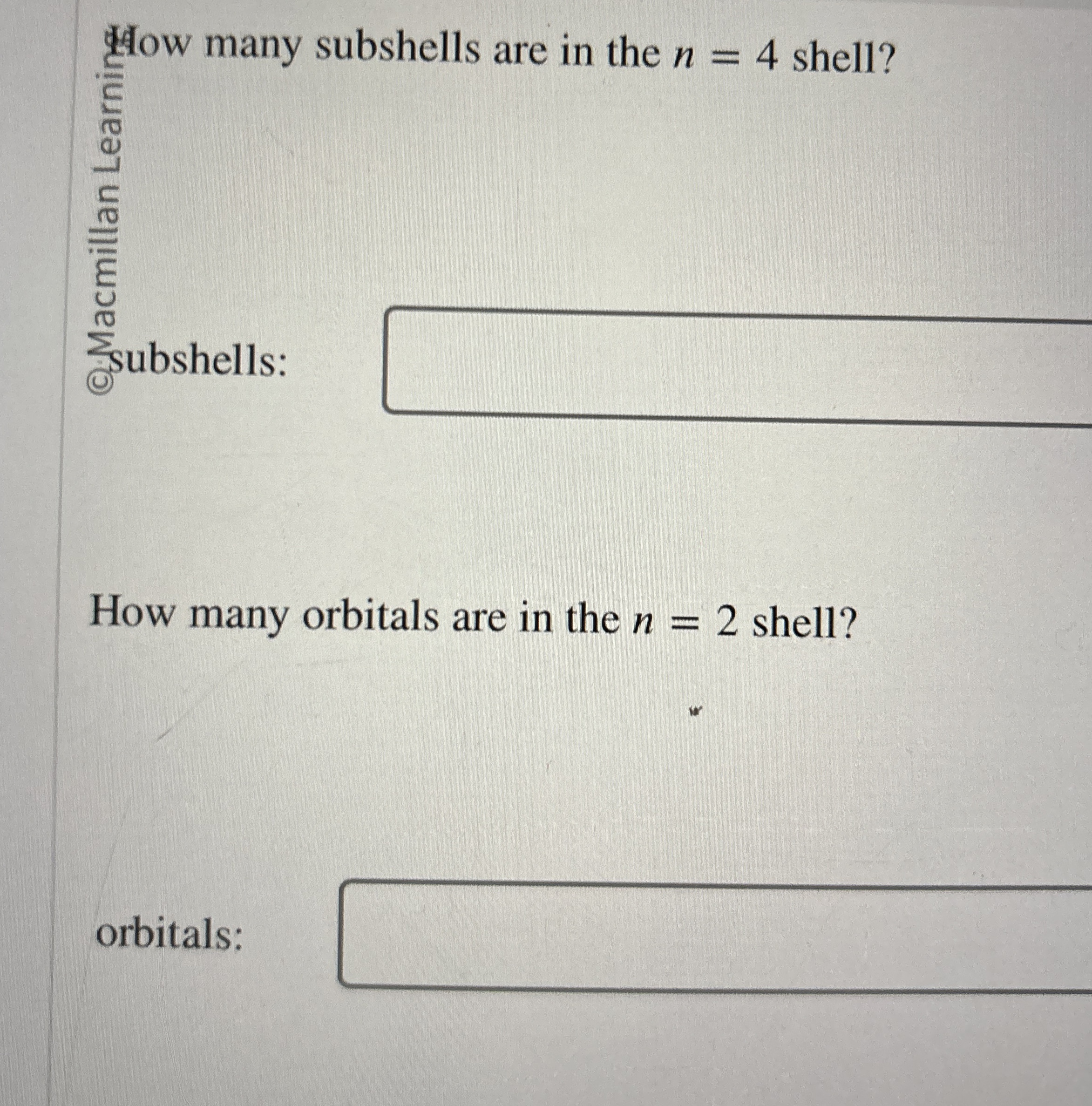 Solved Alow many subshells are in the n=4 | Chegg.com