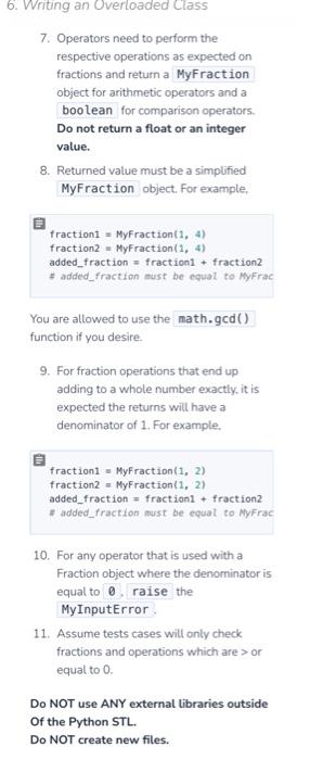 Solved 6. Writing an Overloaded Class Let's now write out | Chegg.com