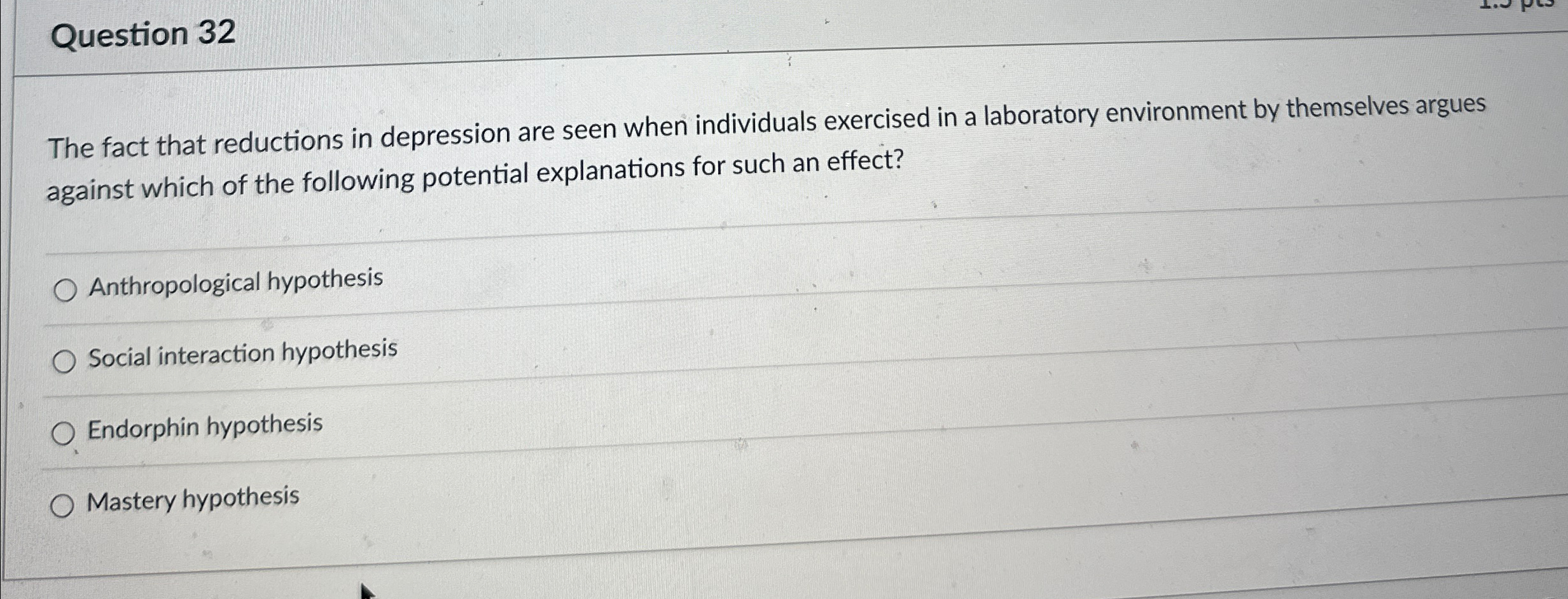 Solved Question 32The fact that reductions in depression are | Chegg.com