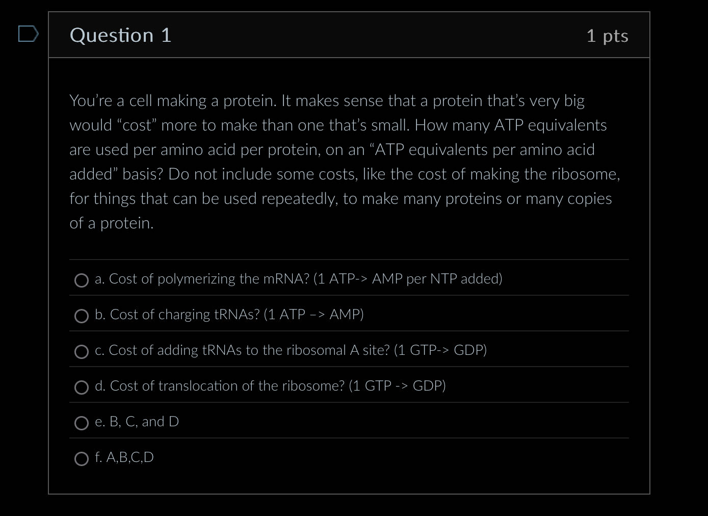 Solved Question 11 ﻿ptsYou're a cell making a protein. It | Chegg.com