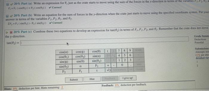 Solved (20%) Problem 2: A crate sits on a wooden horizontal | Chegg.com
