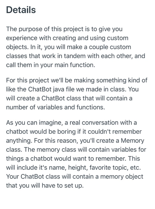 Solved Details The purpose of this project is to give you | Chegg.com