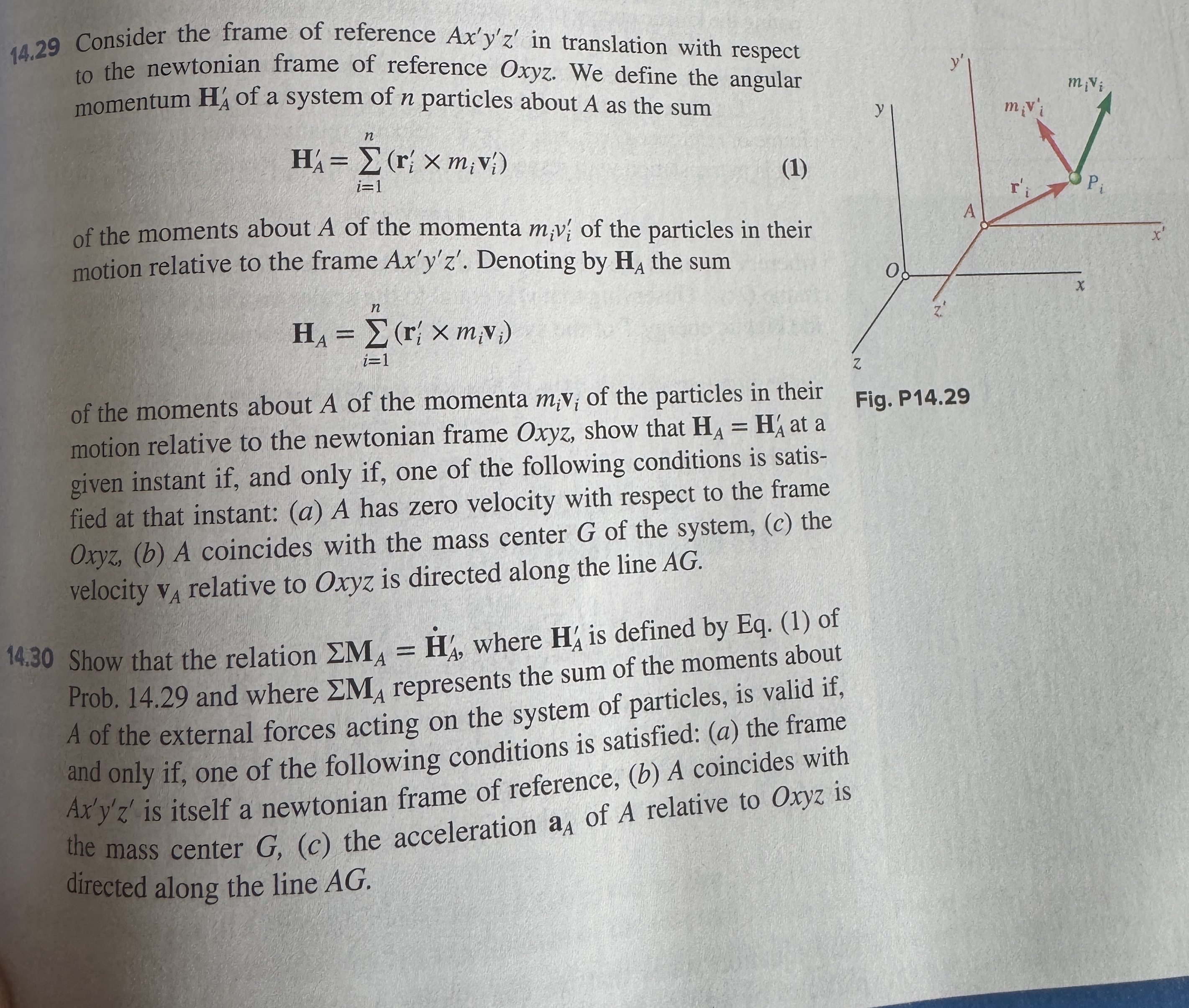 Solved 14.29 ﻿Consider the frame of reference Ax'y'z' ﻿in | Chegg.com