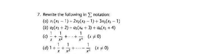 Solved 7. Rewrite the following in ∑ notation: (a) | Chegg.com