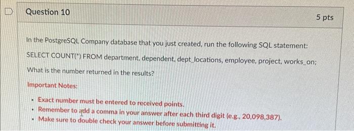 Solved In the PostgreSQL Company database that you just | Chegg.com