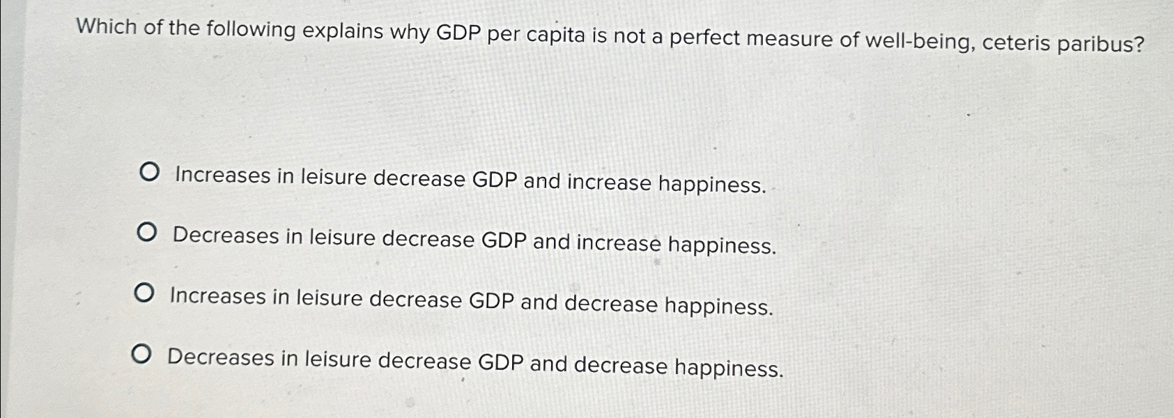 Solved Which of the following explains why GDP per capita is | Chegg.com