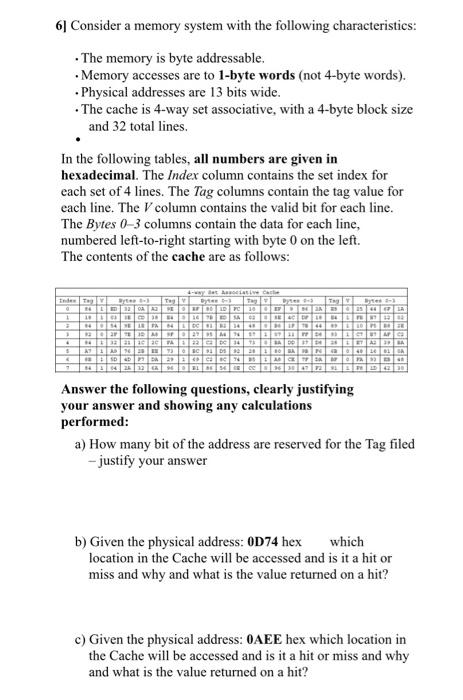 Solved 61 Consider a memory system with the following | Chegg.com