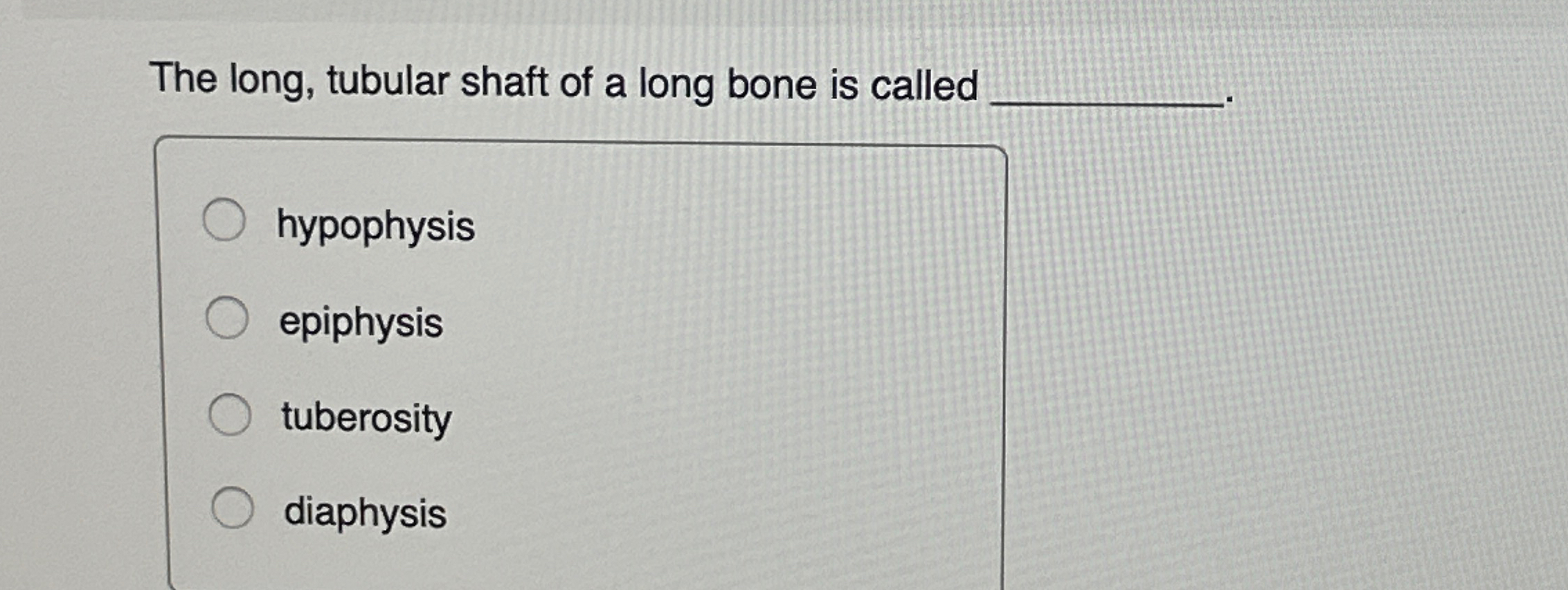 Solved The long, tubular shaft of a long bone is called | Chegg.com