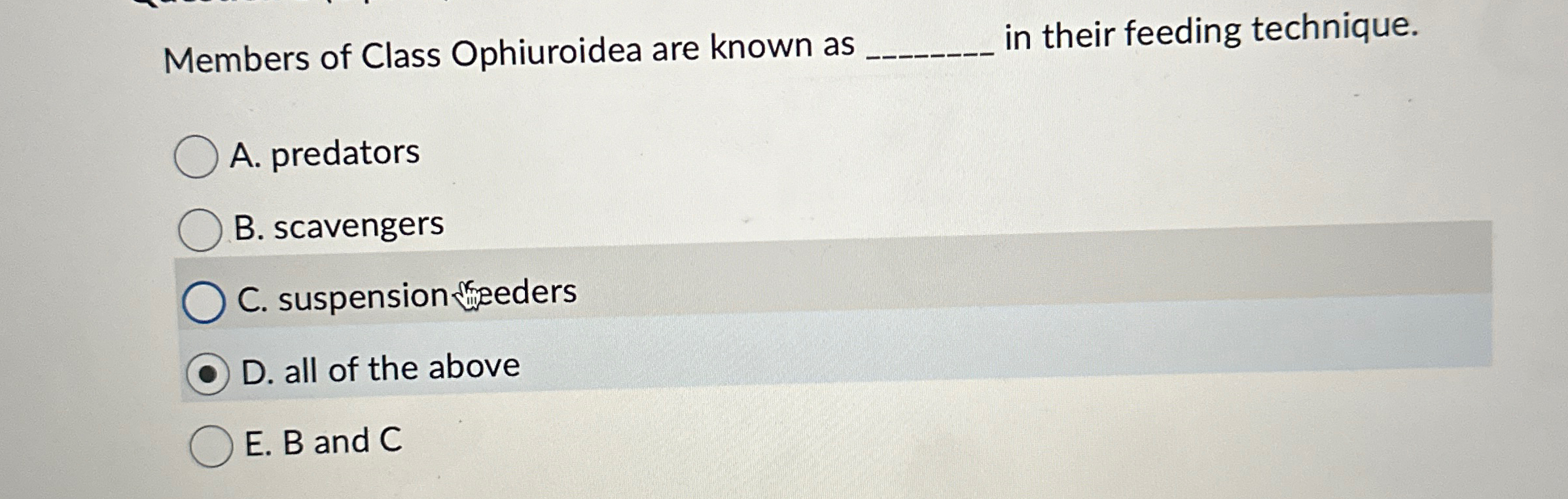 Solved Members of Class Ophiuroidea are known as q, ﻿in | Chegg.com