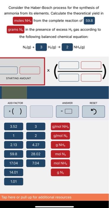 Solved Consider the Haber-Bosch process for the synthesis of | Chegg.com