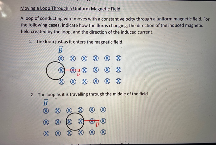Solved Moving a Loop Through a Uniform Magnetic Field A loop | Chegg.com